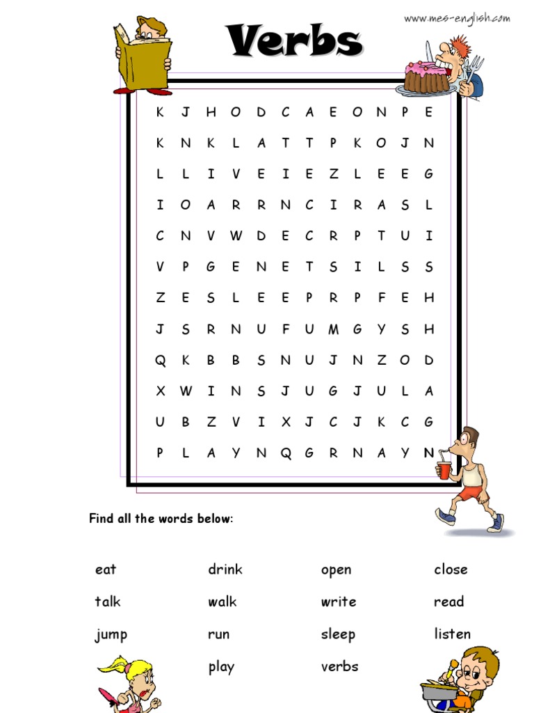 Verbs1 Wordsearch | PDF