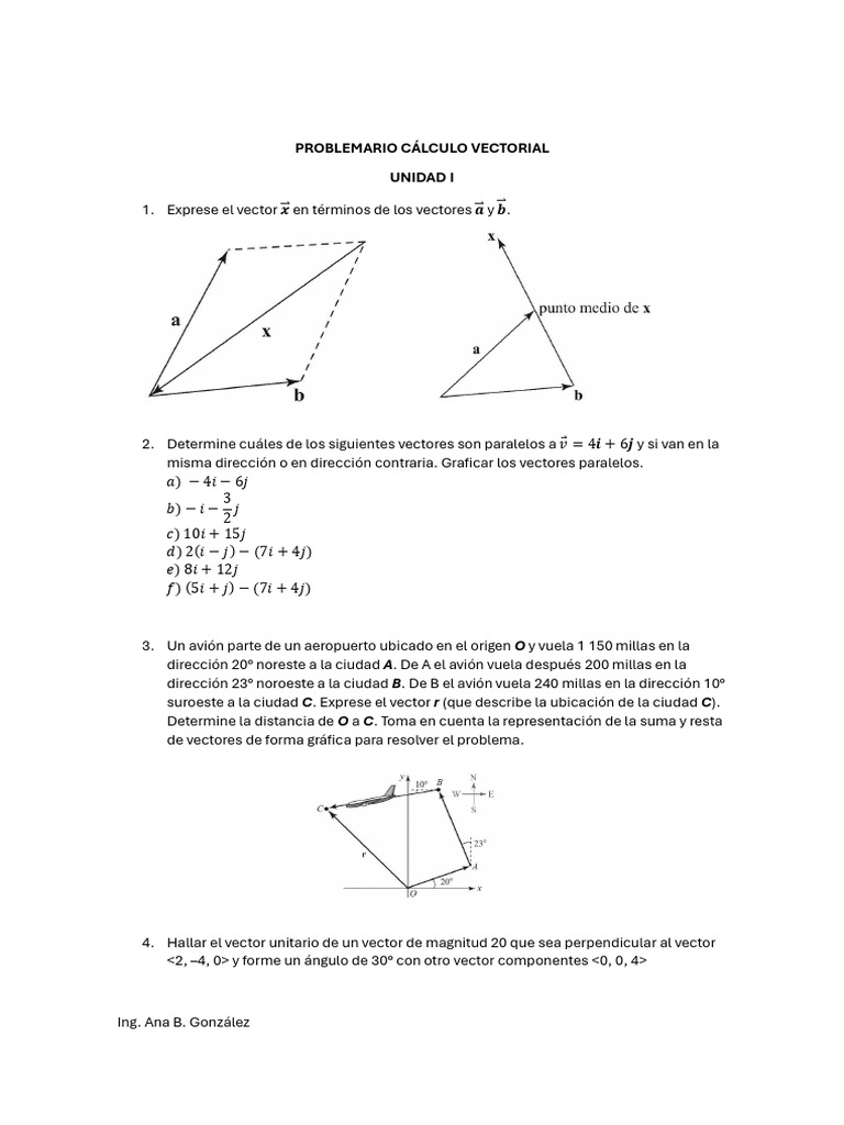 Problemario Vectorial 1 | PDF