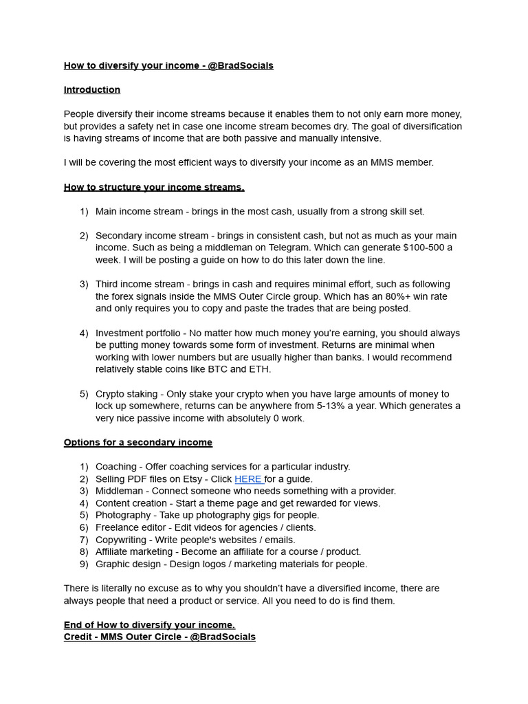 Effective Income Diversification Strategies | PDF