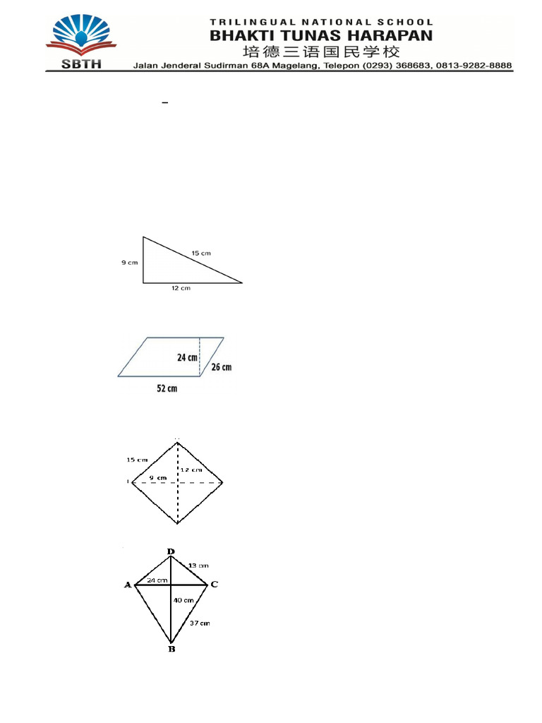 LATIHAN SOAL Dan Pembahasan BAB 5 KELILING DAN LUAS BANGUN DATAR | PDF