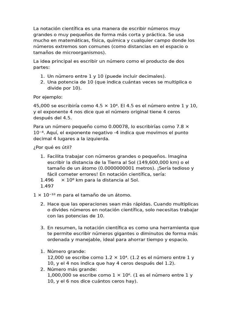 notación científica | PDF | Exponenciación | Matemática Elemental