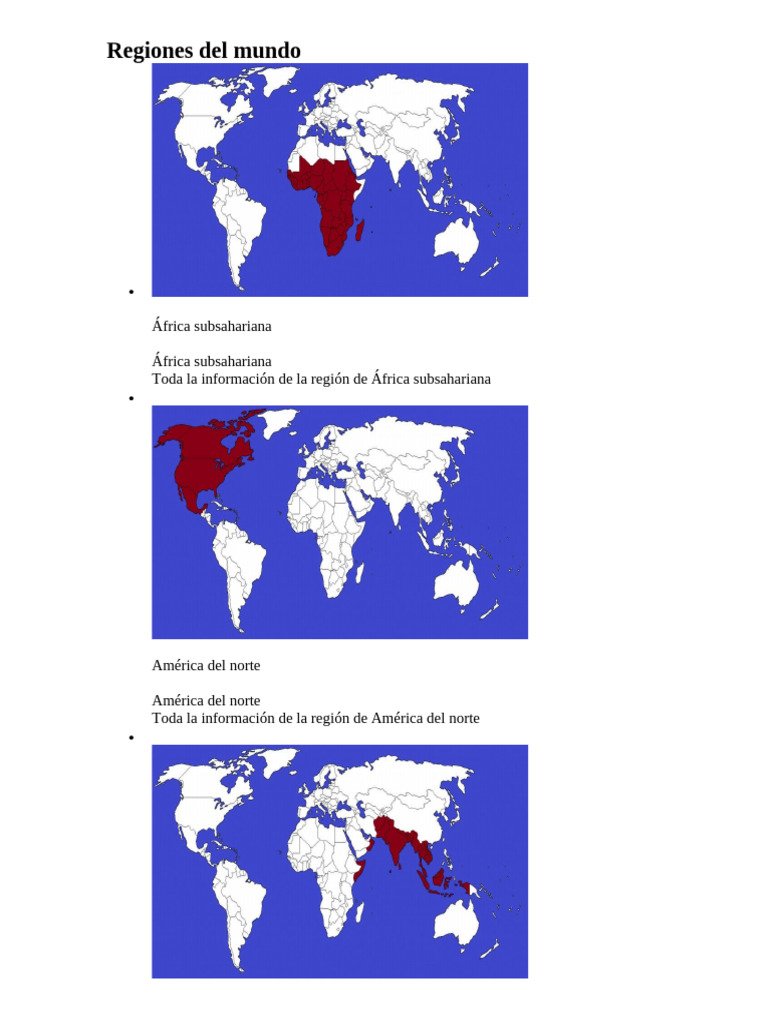 Regiones del Mundo: Información Clave | PDF