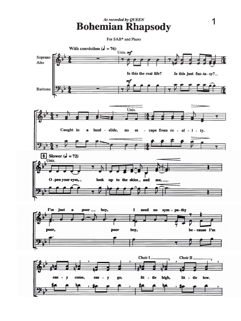 Bohemian Rhapsodie Nur SAB | PDF