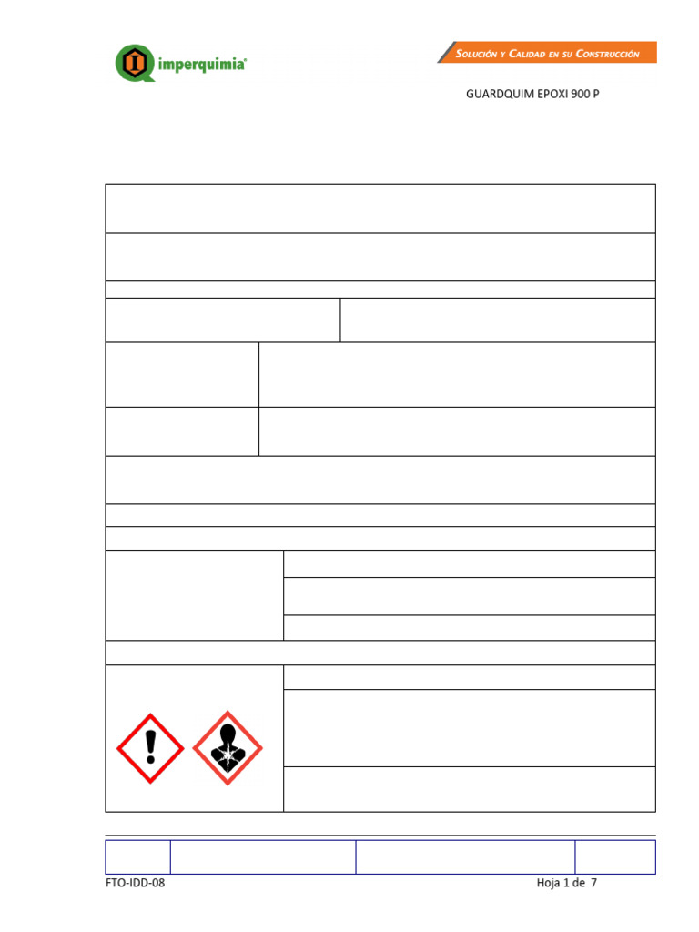 Hoja de Seguridad Resina Epóxica Guardquim | PDF
