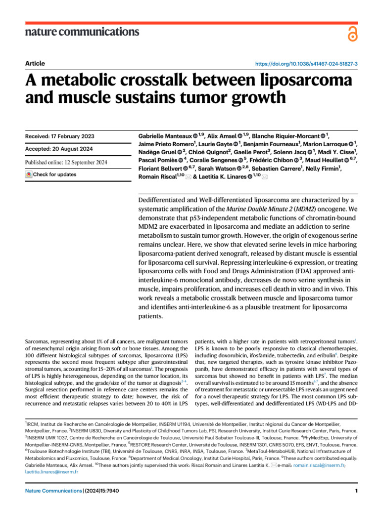 TD10 Teyssier Metabolic Crosstalk (1) | PDF | Biochemistry | Chemistry
