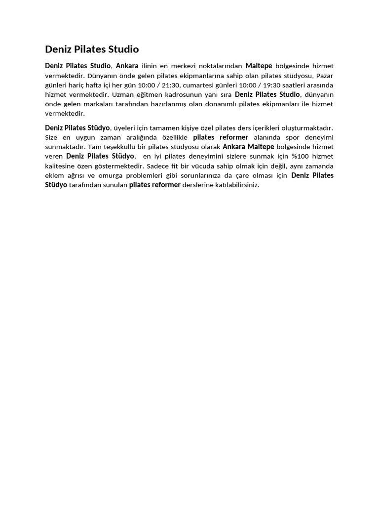 130 - Deniz Pilates Studio | PDF