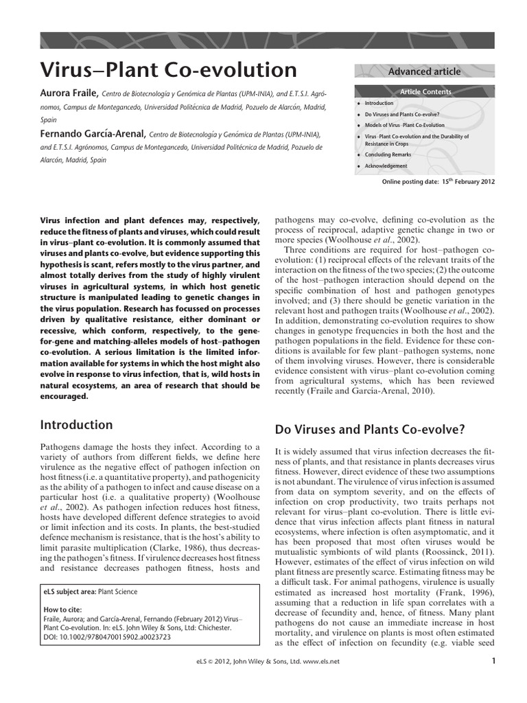 Virus-Plant Co-evolution Insights | PDF | Virus | Pathogen