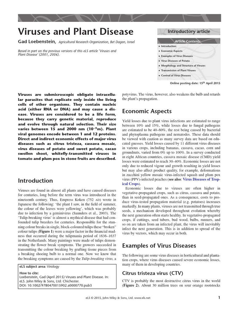 Plant Viral Diseases Overview | PDF | Virus | Plant Virus