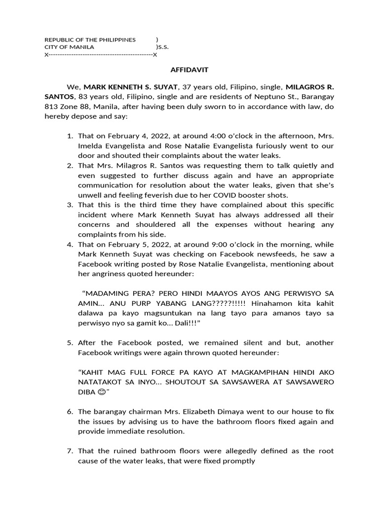 Affidavit - Blotter Report | PDF | Affidavit