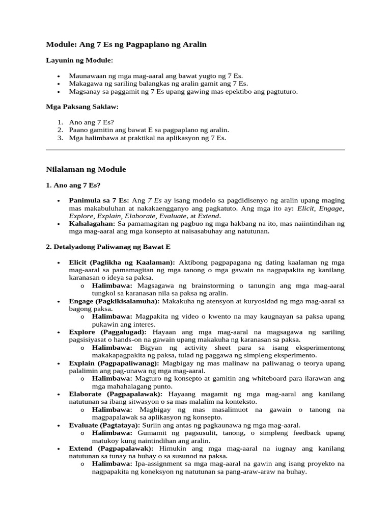Module For 7es | PDF