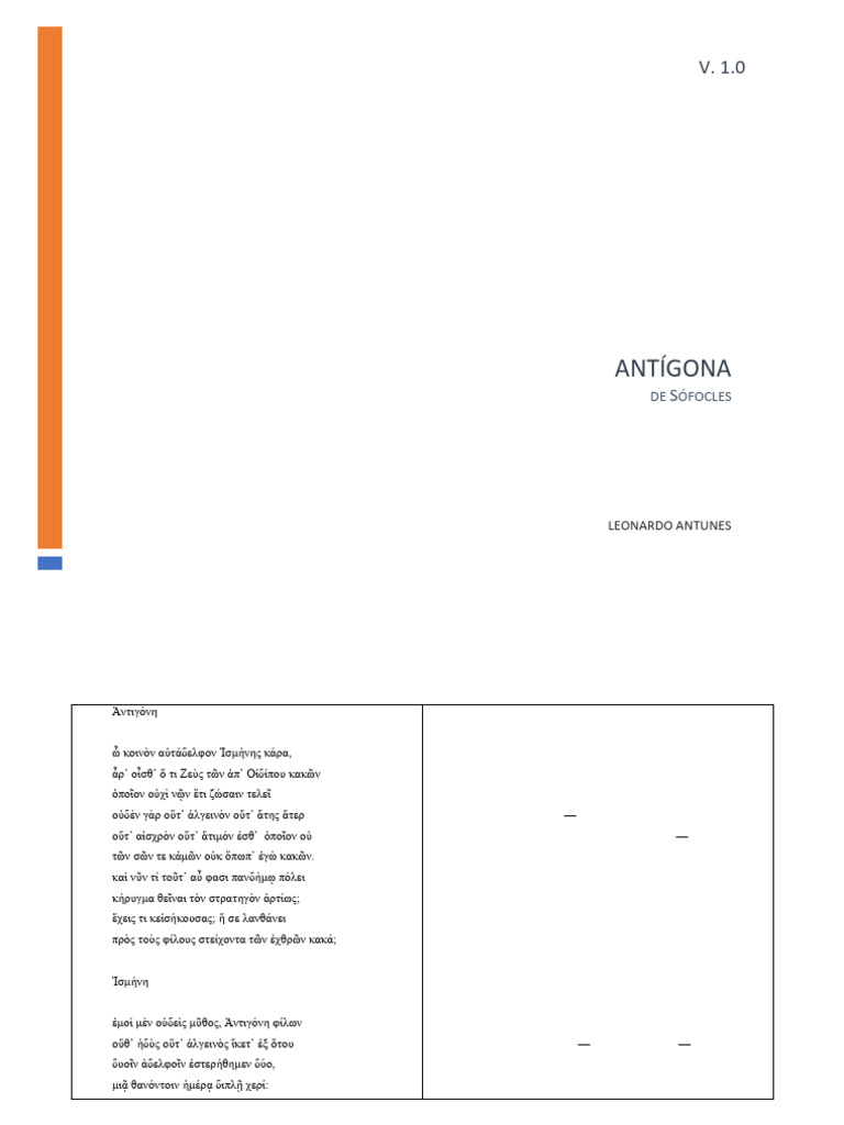 SÓFOCLES - Antígona (Trad. Leonardo Antunes) | PDF | Mitologia tebana