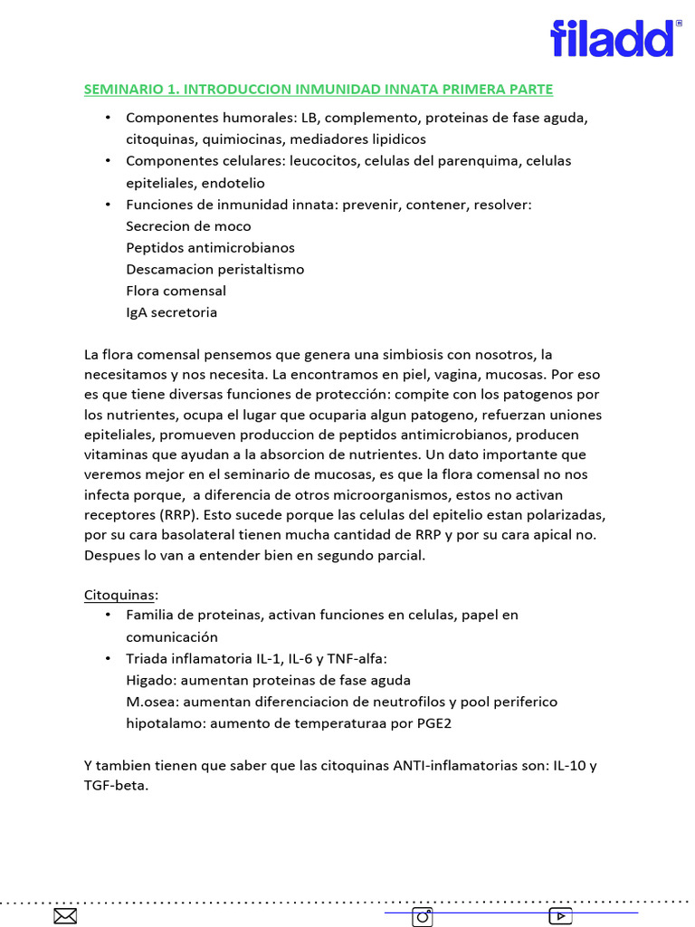 Resumen Seminario 1 | PDF | Sistema complementario | Inmunología
