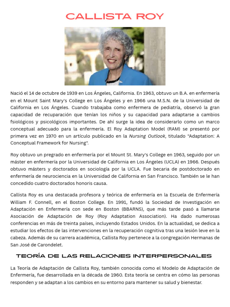Callista Roy | PDF | Conceptos psicologicos | Ciencias del comportamiento