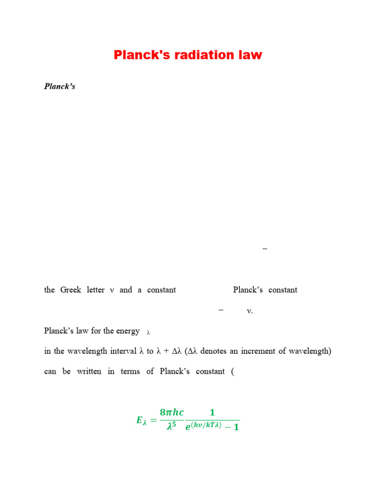 Planck Radiation Law | PDF