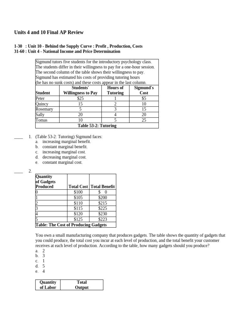 units-4-and-10-answers | PDF | Aggregate Demand | Average Cost