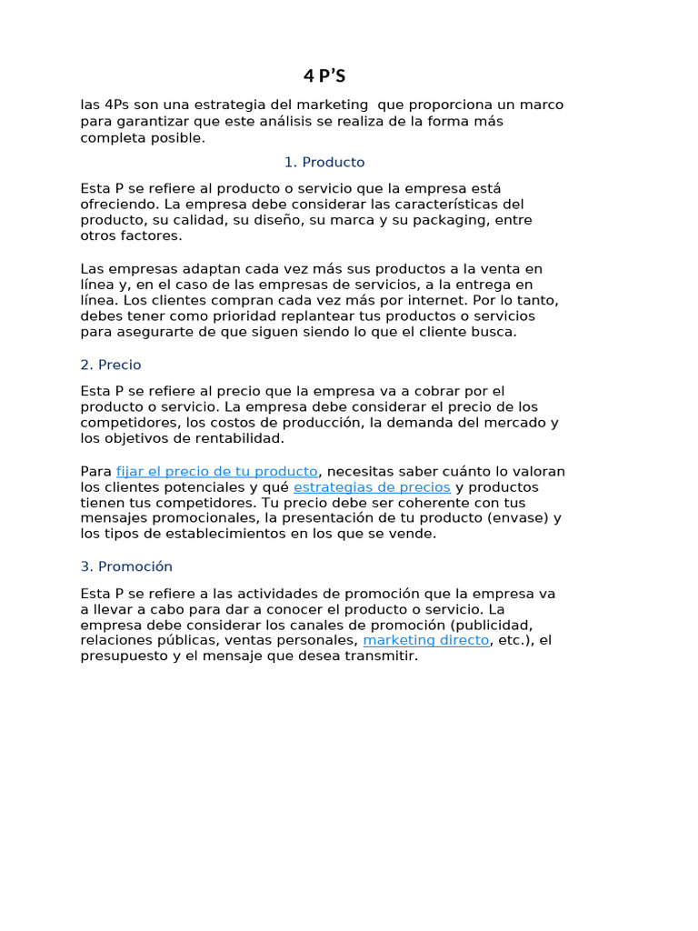 4 P y 4 c | PDF | Marketing | Producto (Negocio)