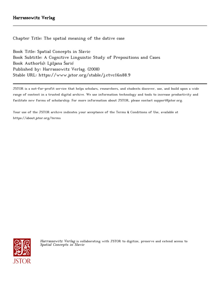 The Spatial Meaning of The Dative Case | PDF | Semantics | Subject ...