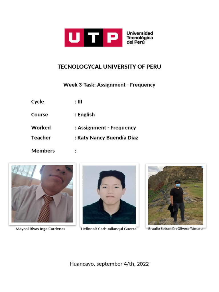 ingles week 3 Inga cardenas, carhuallanqui guerra, olivera tamara | PDF