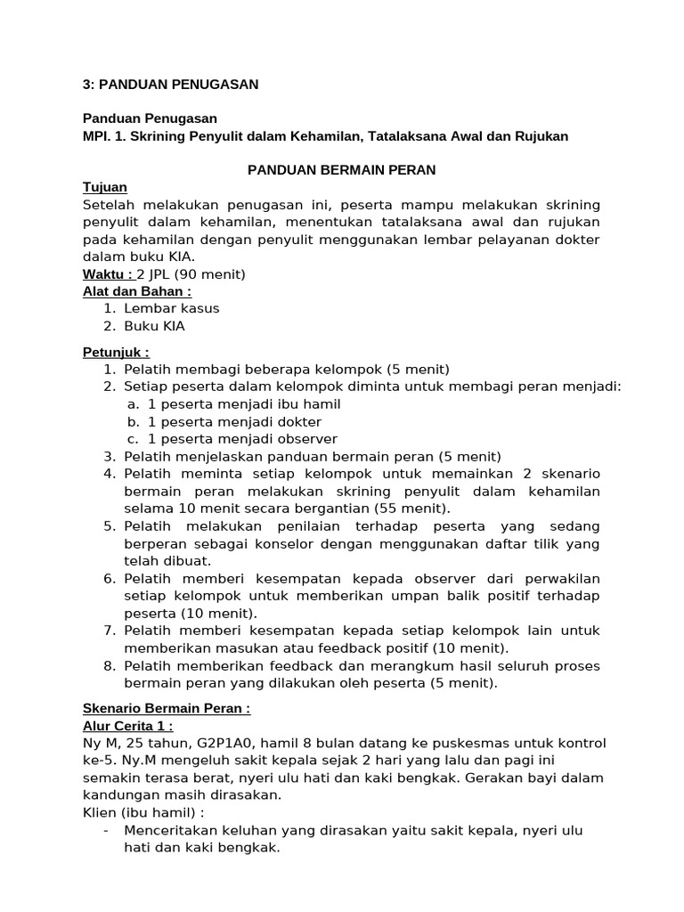 Panduan Simulasi Skrining Penyulit Kehamilan | PDF