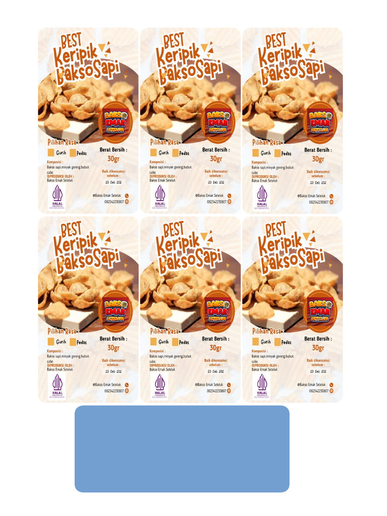 Stiker Kripik Bakso Sapi | PDF