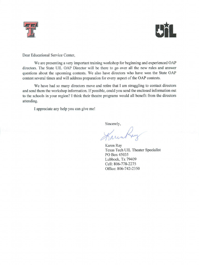 Texas Tech UIL Theater Director Training | PDF