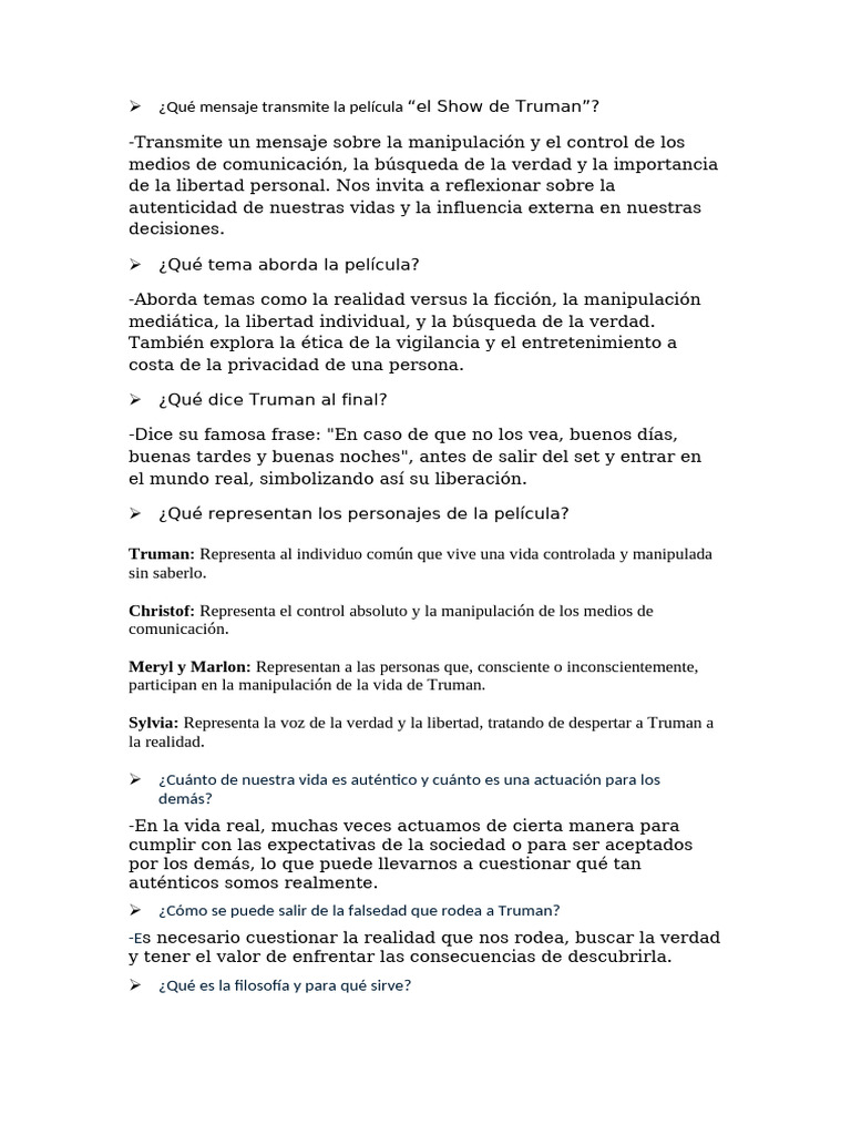 ¿Qué Mensaje Transmite La Película | PDF | Verdad | Autenticidad ...