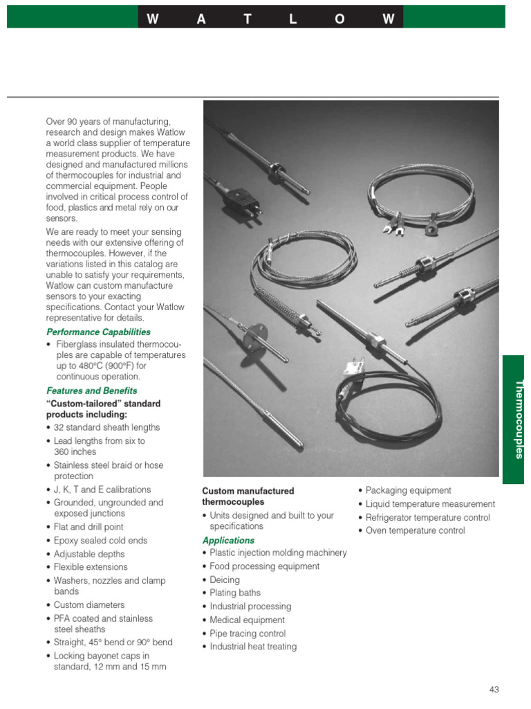 Termocupla Watlow Adj Armor Therm Data Sheet | PDF | Thermocouple ...