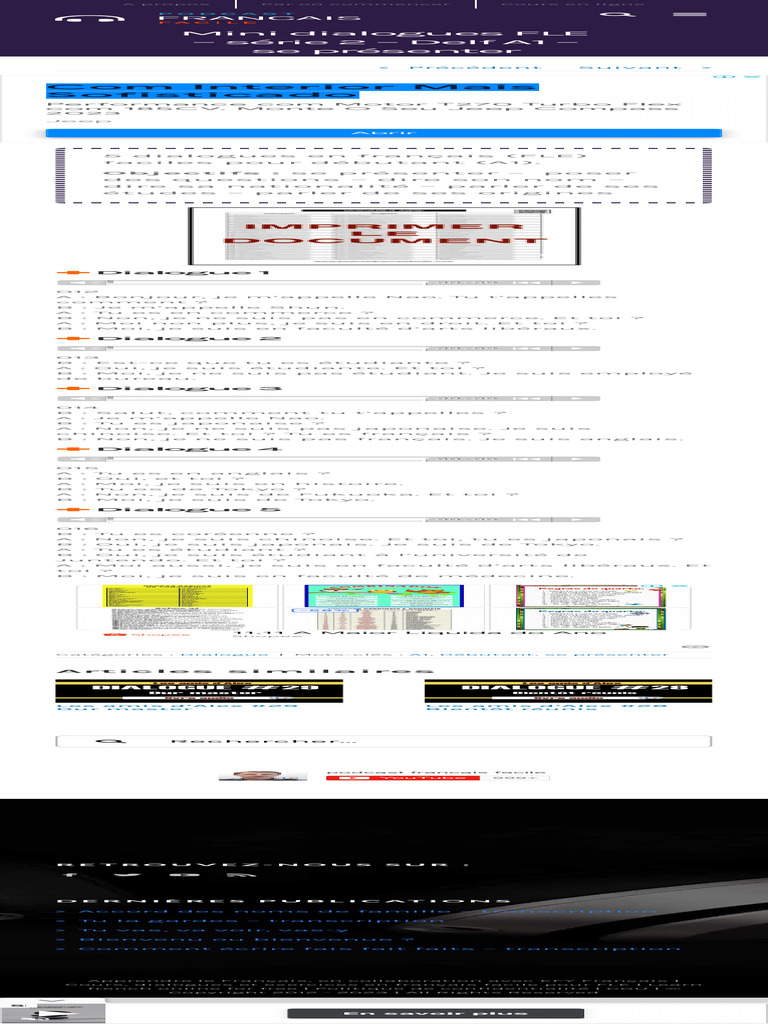 Mini Dialogues FLE - Série 2 - Delf A1 - Se Présenter | PDF
