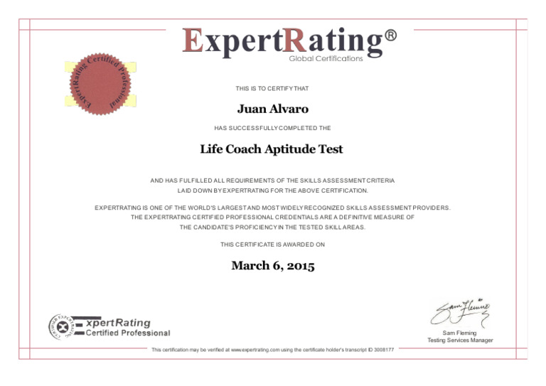 Life Coach Aptitude Test Certificate | PDF