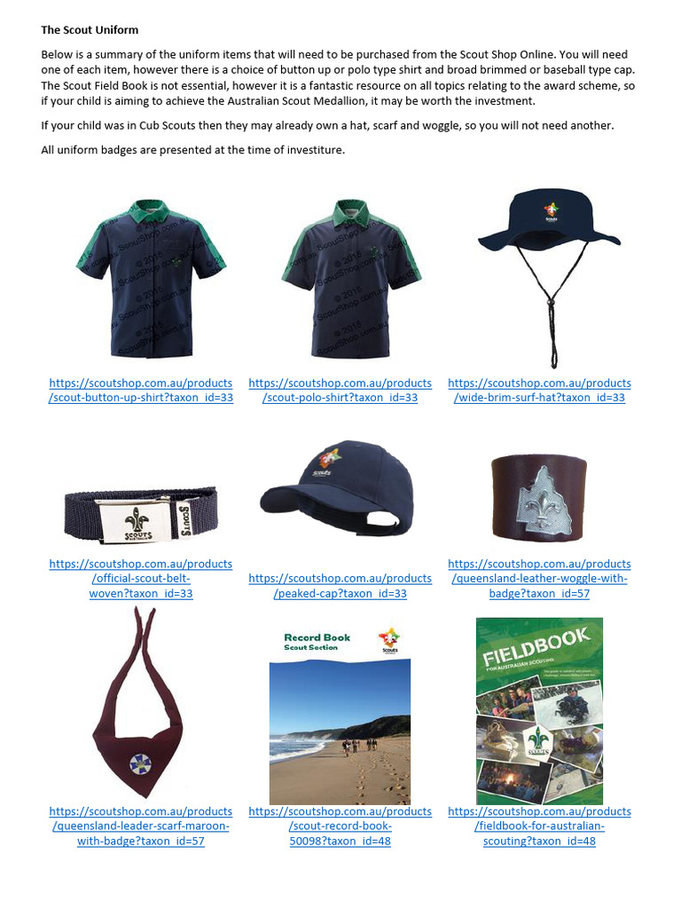 Essential Scout Uniform Items Guide | PDF