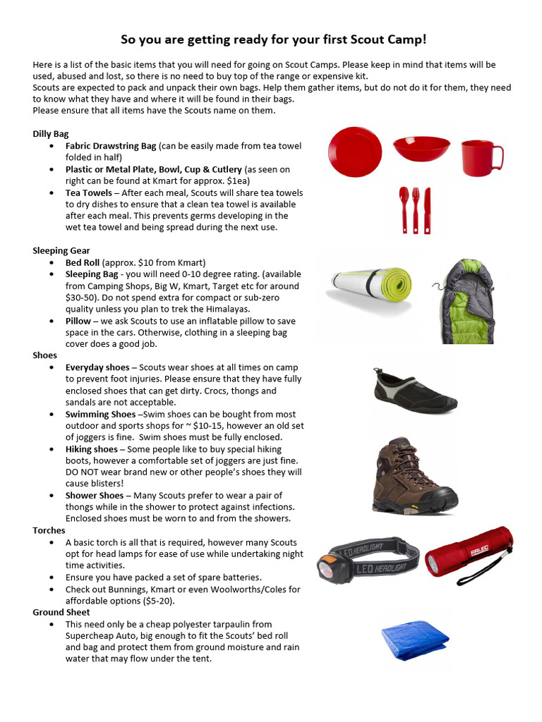 So You Are Getting Ready For Your First Scout Camp | PDF | Shoe