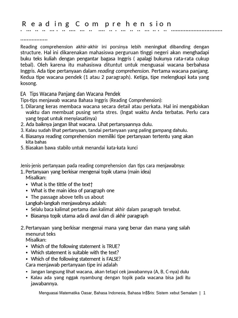 Tips Efektif Reading Comprehension | PDF | Geologic Time Scale | Fear