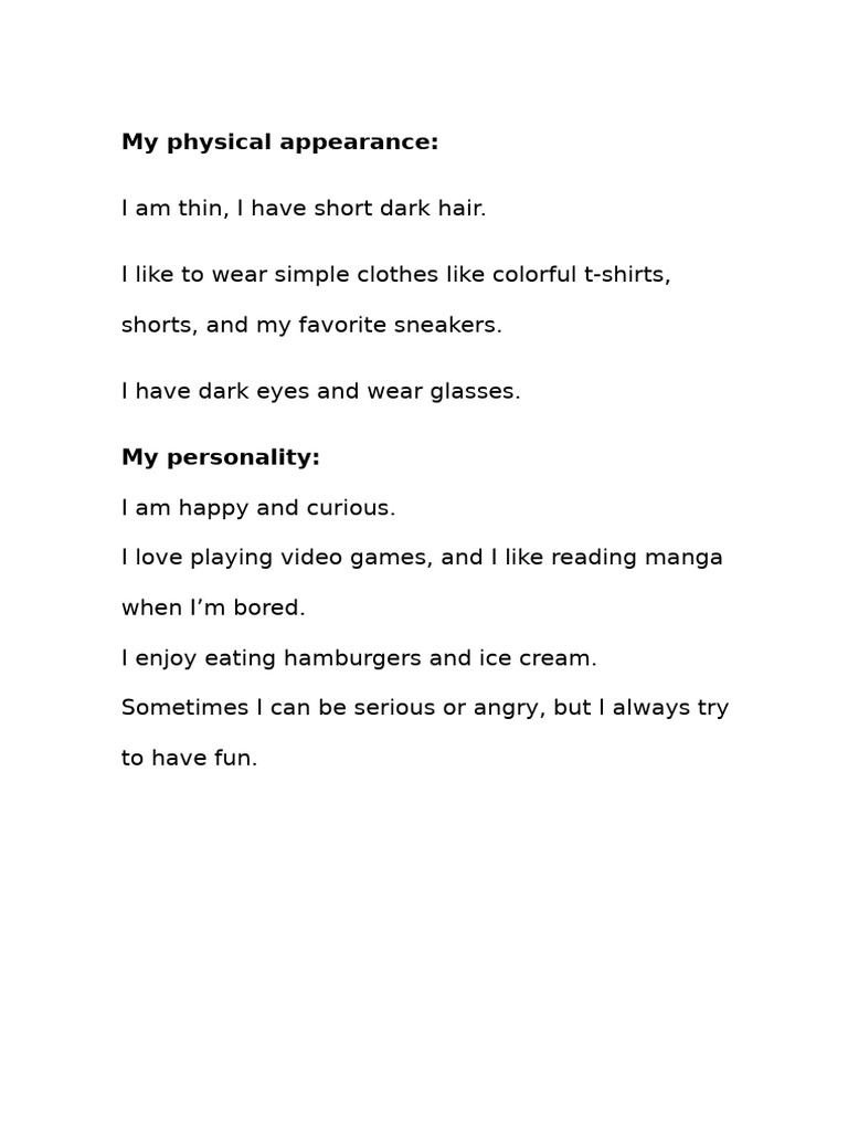 My Physical Appearance | PDF