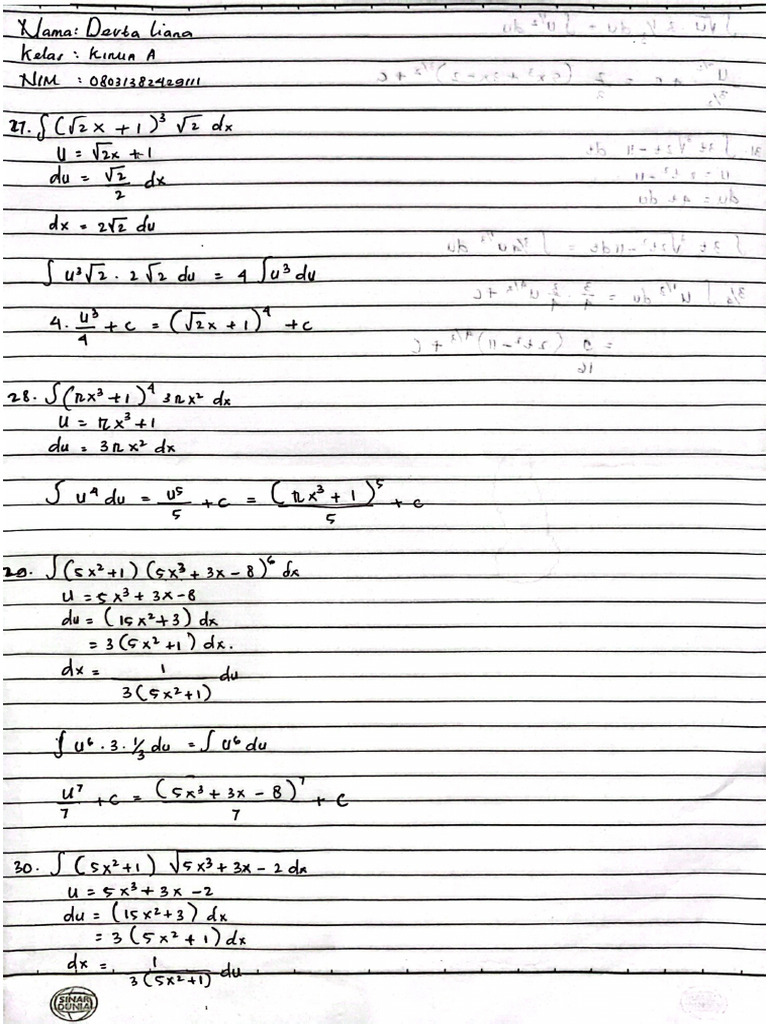 Soal Intergal Tugas Kalkulus Devta Liana | PDF