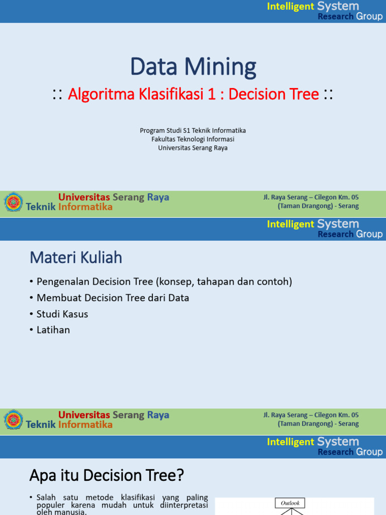 Data Mining: Algoritma Klasifikasi 1: Decision Tree | PDF