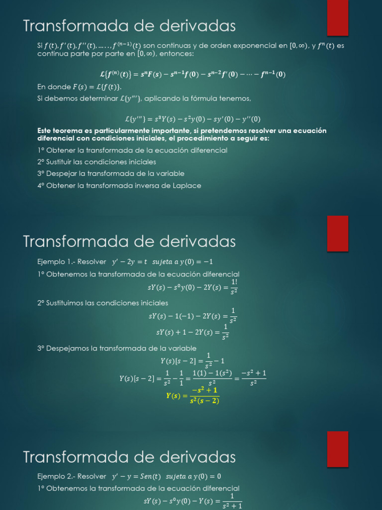 Transformada de Derivadas: Ejemplos | PDF | Ecuaciones | Transformada ...