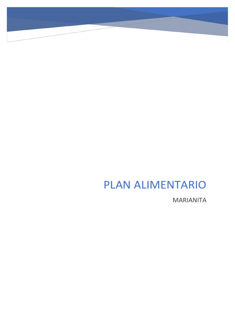Plan Alimentario Saludable para Marianita | PDF