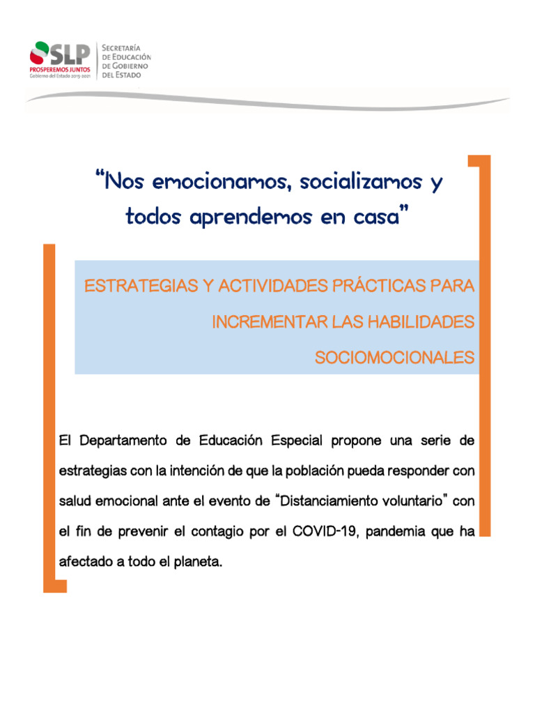 Estrategias para Habilidades Socioemocionales | PDF | Las emociones ...