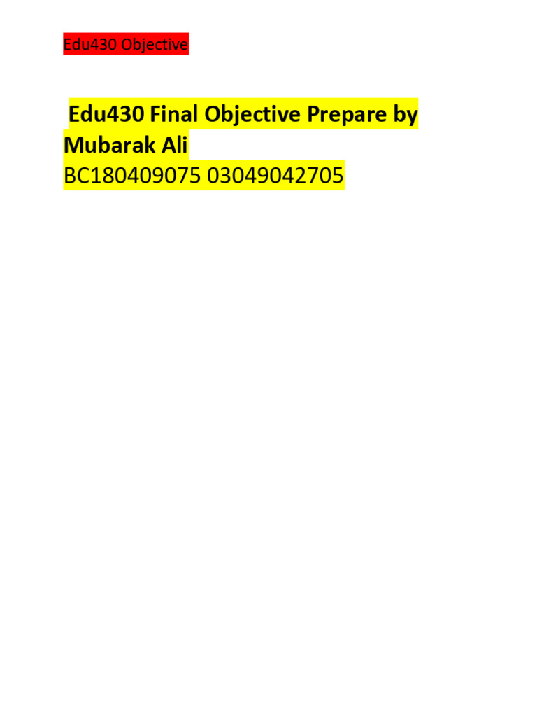 EDU430 Objective Final | PDF