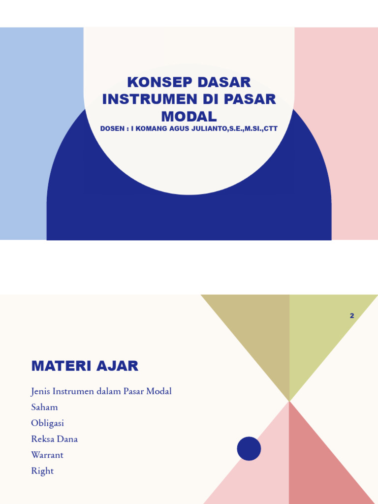PERTEMUAN 2 - KONSEP DASAR INSTRUMEN DI PASAR MODAL | PDF