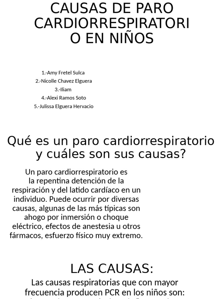 Causas de Paro Cardiorrespiratorio en Niños | PDF