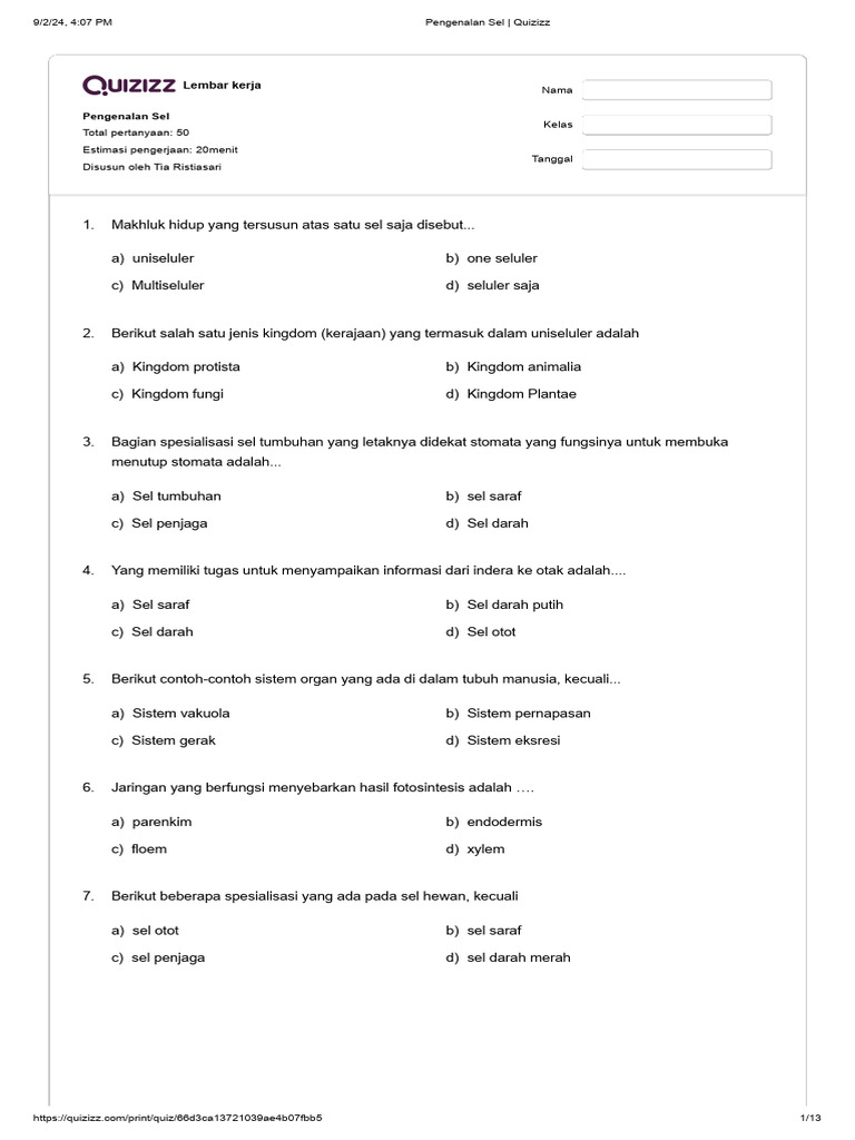 Pengenalan Sel | PDF