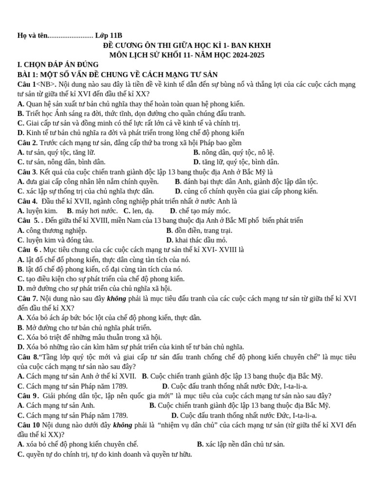 Biển -Đề Cường 11-Ban Xh | PDF