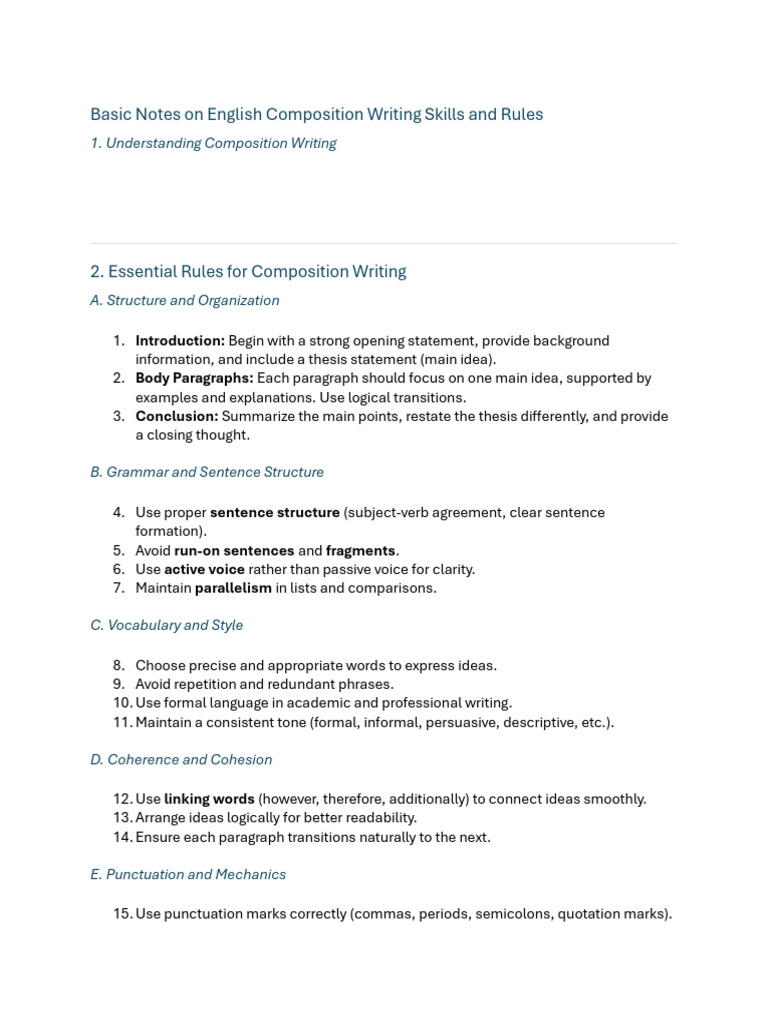 English Composition - Rules & Types | PDF