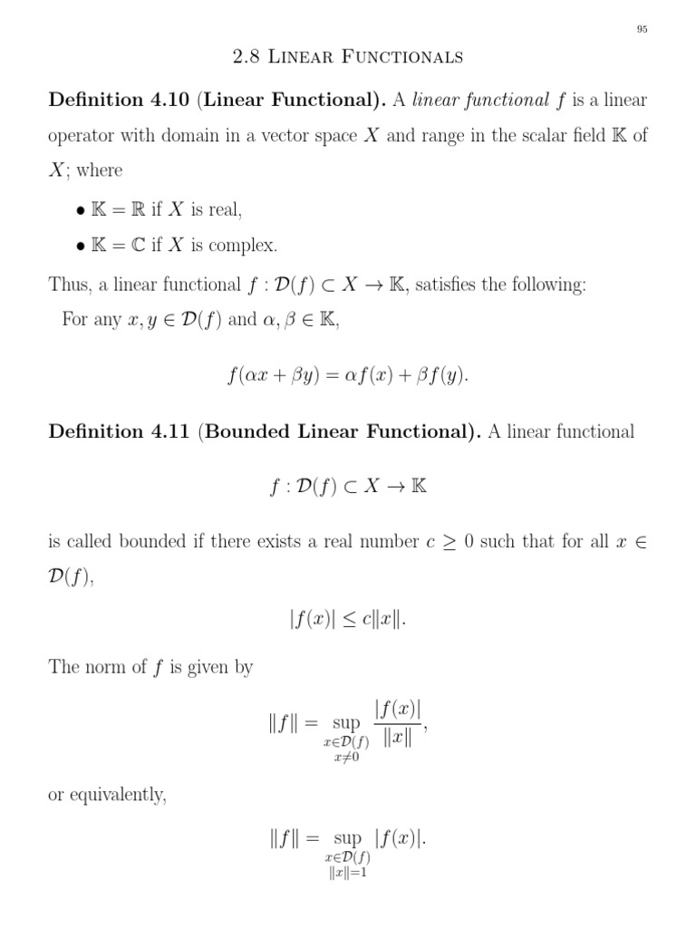 Sect 2 8 Linear Functionals Pdf Linear Map Vector Space