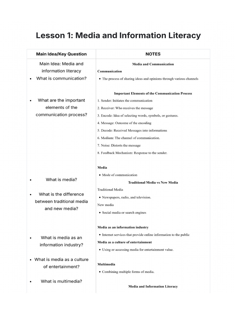Lesson 1 - Media and Information Literacy | PDF