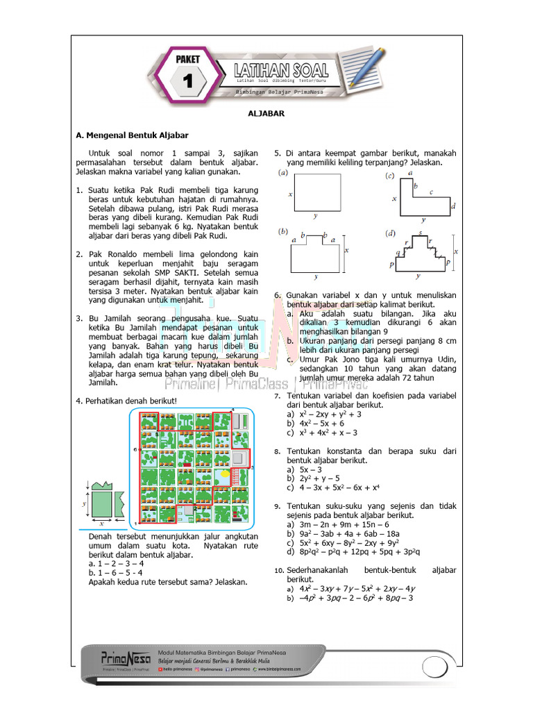 Koefisien Variabel dalam Aljabar | PDF