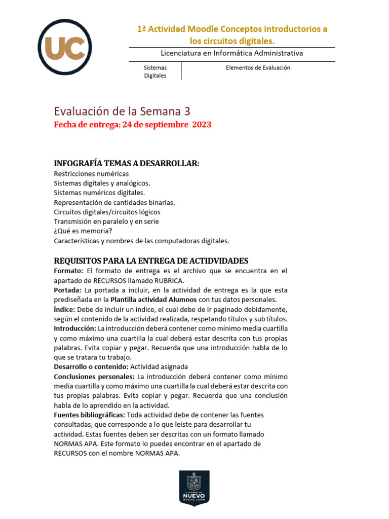 1 Actividad Moodle Conceptos Introductorios A Los Circuitos Digitales | PDF | Moodle | Informática