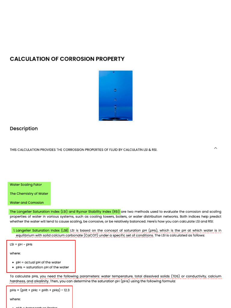 CALCULATION OF CORROSION PROPERTY | PDF