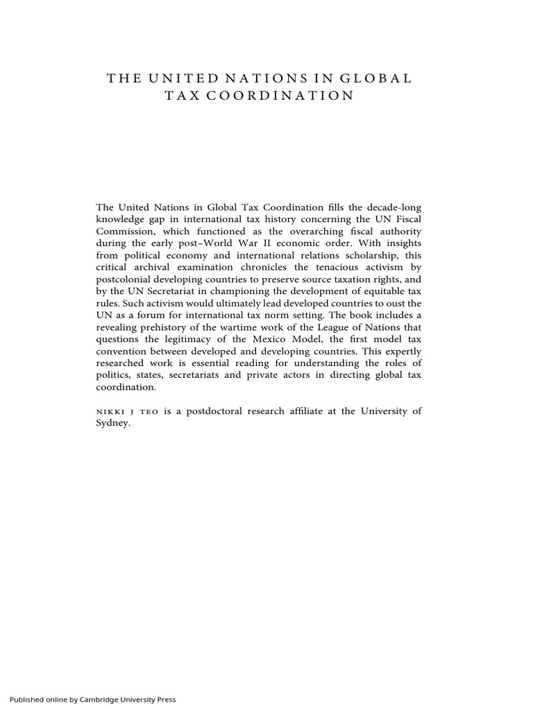 The United Nations in Global Tax Coordination - Hidden History and ...